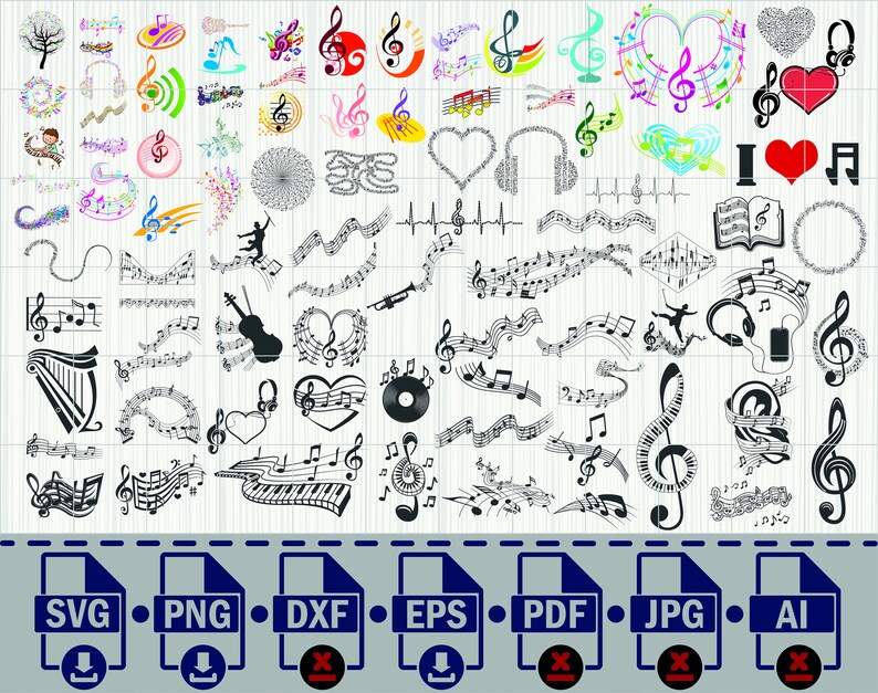 Music Notes SVG Musical Notes Clipart Music Lover Svg Files for Cricut ...