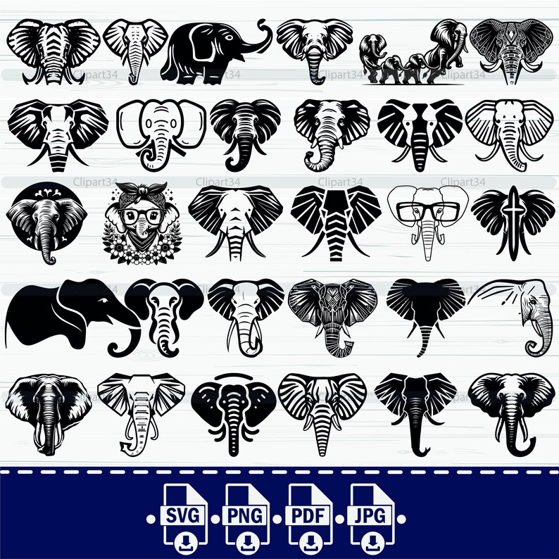 Elephant SVG File, Elephant Cut File for Cricut, Elephant Clipart ...