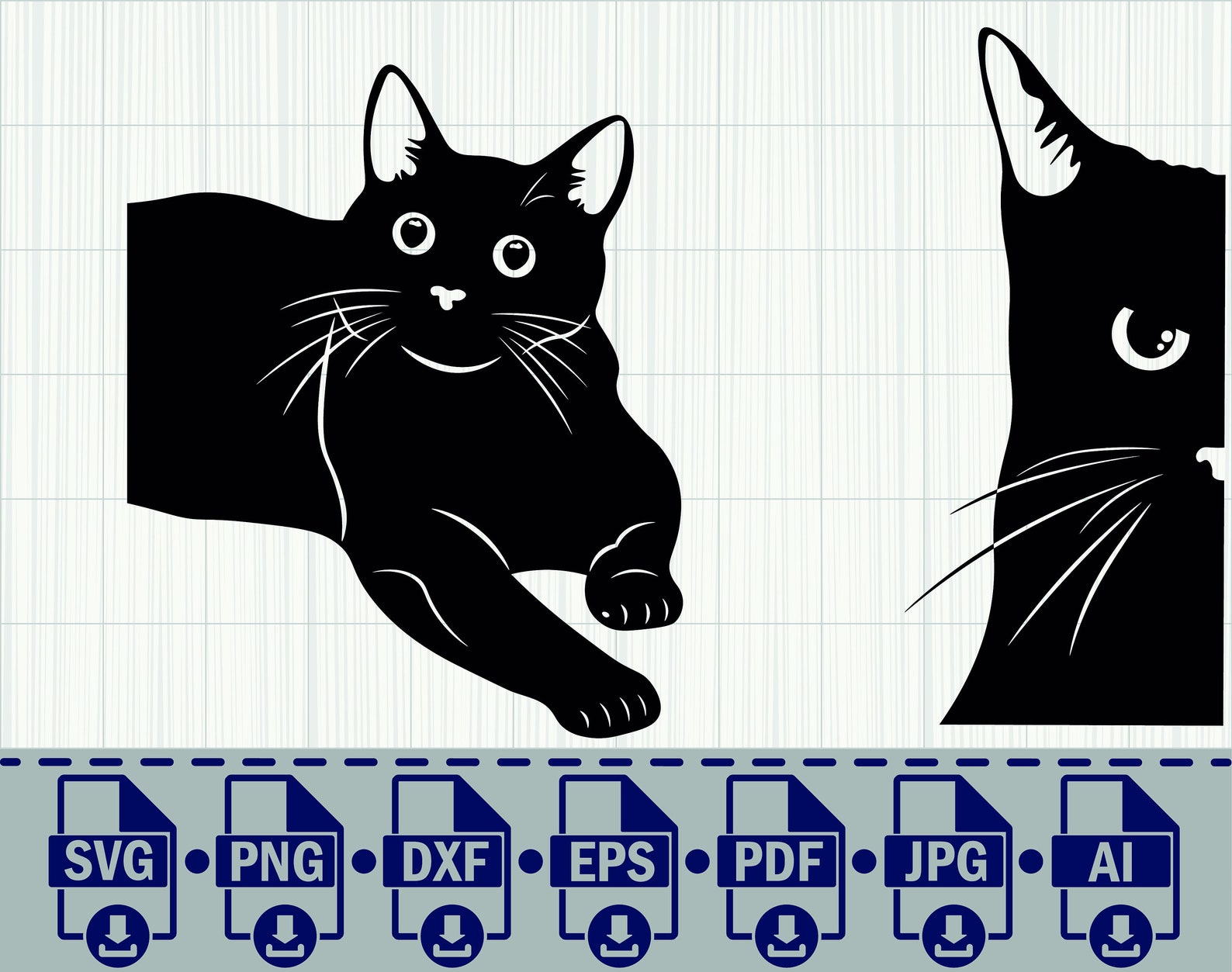 Cat SVG, Black Cat Svg, Peeking Cat Clipart, Peeping Cat SVG, Hallowen ...