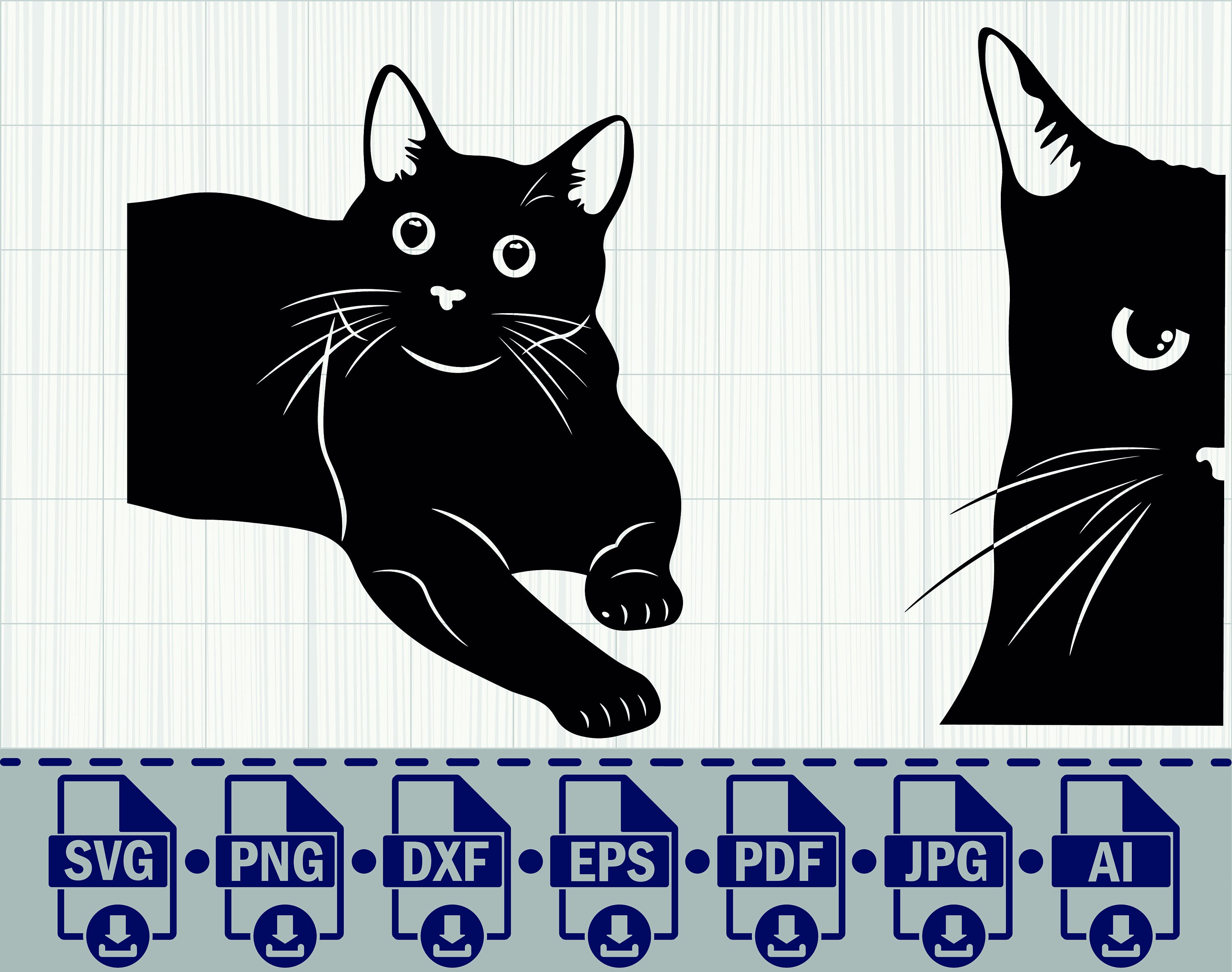 Cat SVG, Black Cat Svg, Peeking Cat Clipart, Peeping Cat SVG, Hallowen ...