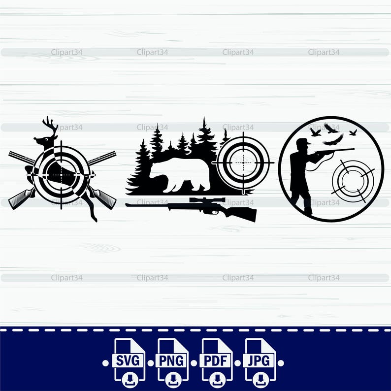 Hunting SVG Bundle: Deer, Bear, Pheasant Clipart (digital Files) - Etsy