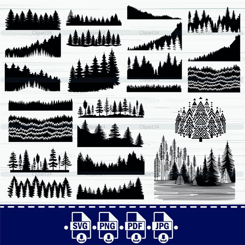 FOREST Svg Bundle, Pine Tree Svg, Mountain Svg, Forest Clipart, Forest ...