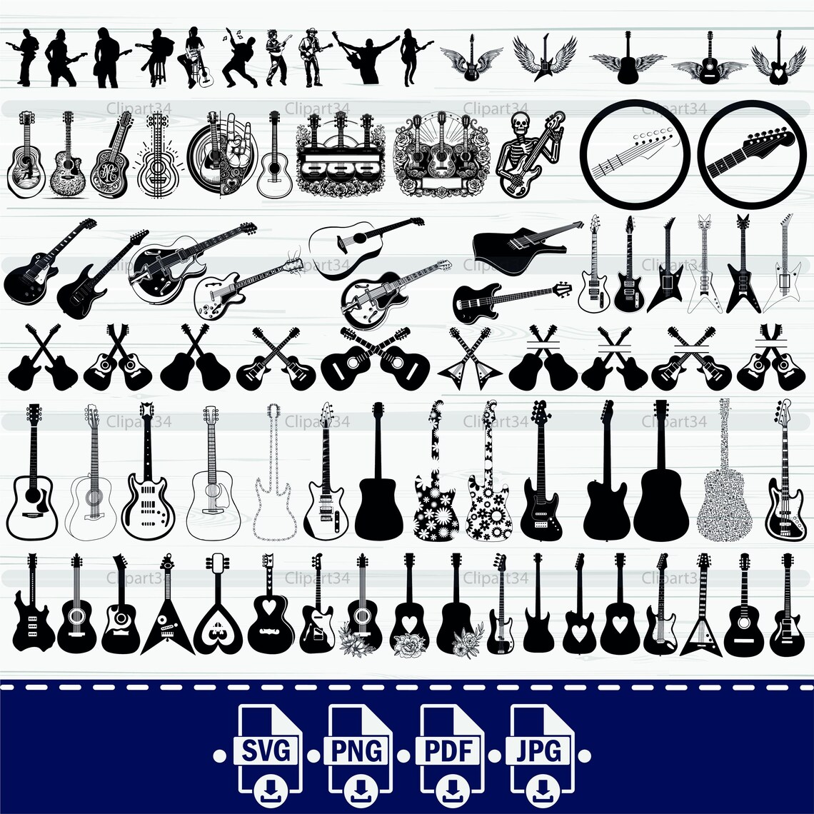 Guitar Svg Bundle, Guitar Note Svg, Electric Guitar Svg, Music Lovers ...