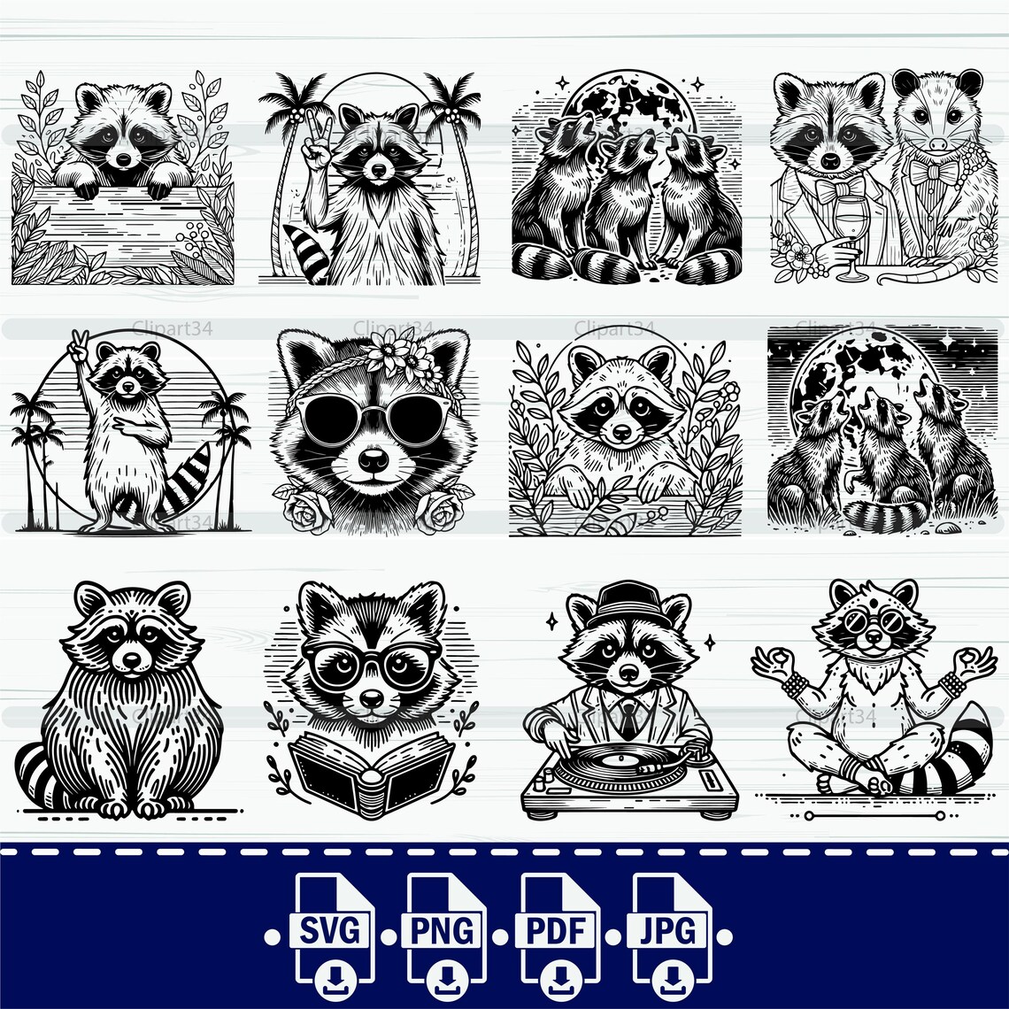 Cute Raccoon SVG Bundle, Raccoon Svg, Raccoon Head Svg, Raccoon Png ...