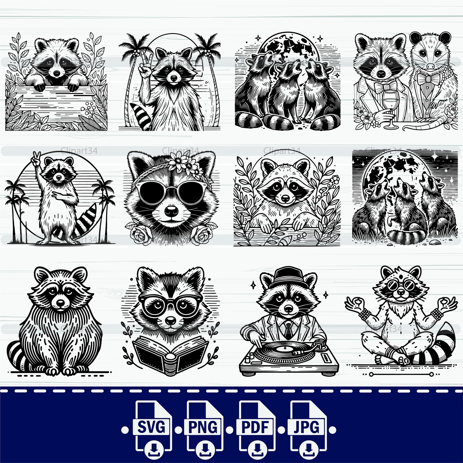 Cute Raccoon SVG Bundle, Raccoon Svg, Raccoon Head Svg, Raccoon Png ...