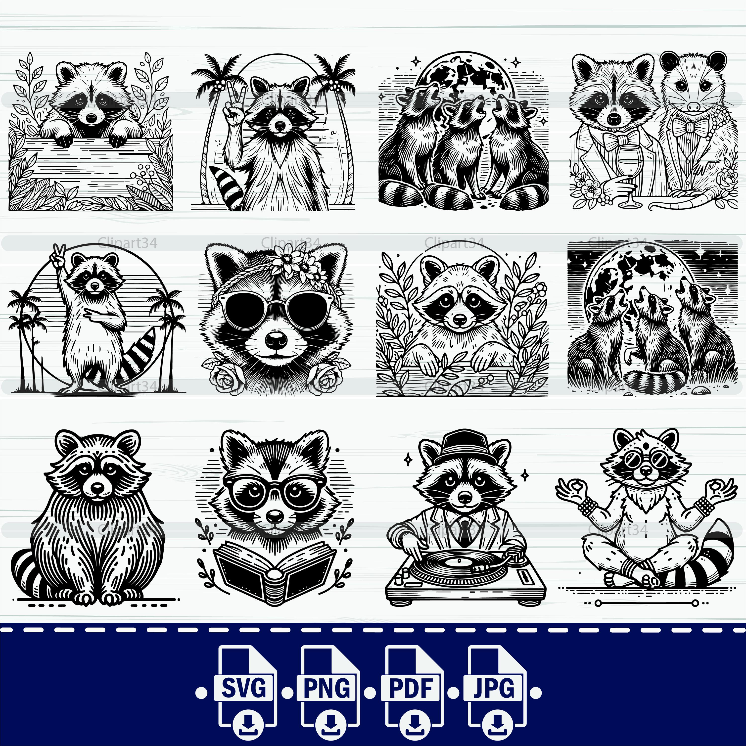 Cute Raccoon SVG Bundle, Raccoon Svg, Raccoon Head Svg, Raccoon Png ...