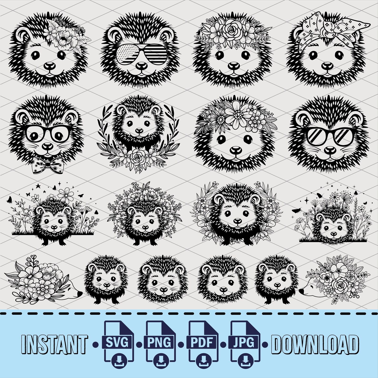 Hedgehog SVG File, Floral Hedgehog Svg, Hedgehog Flowers Svg, Hedgehog ...