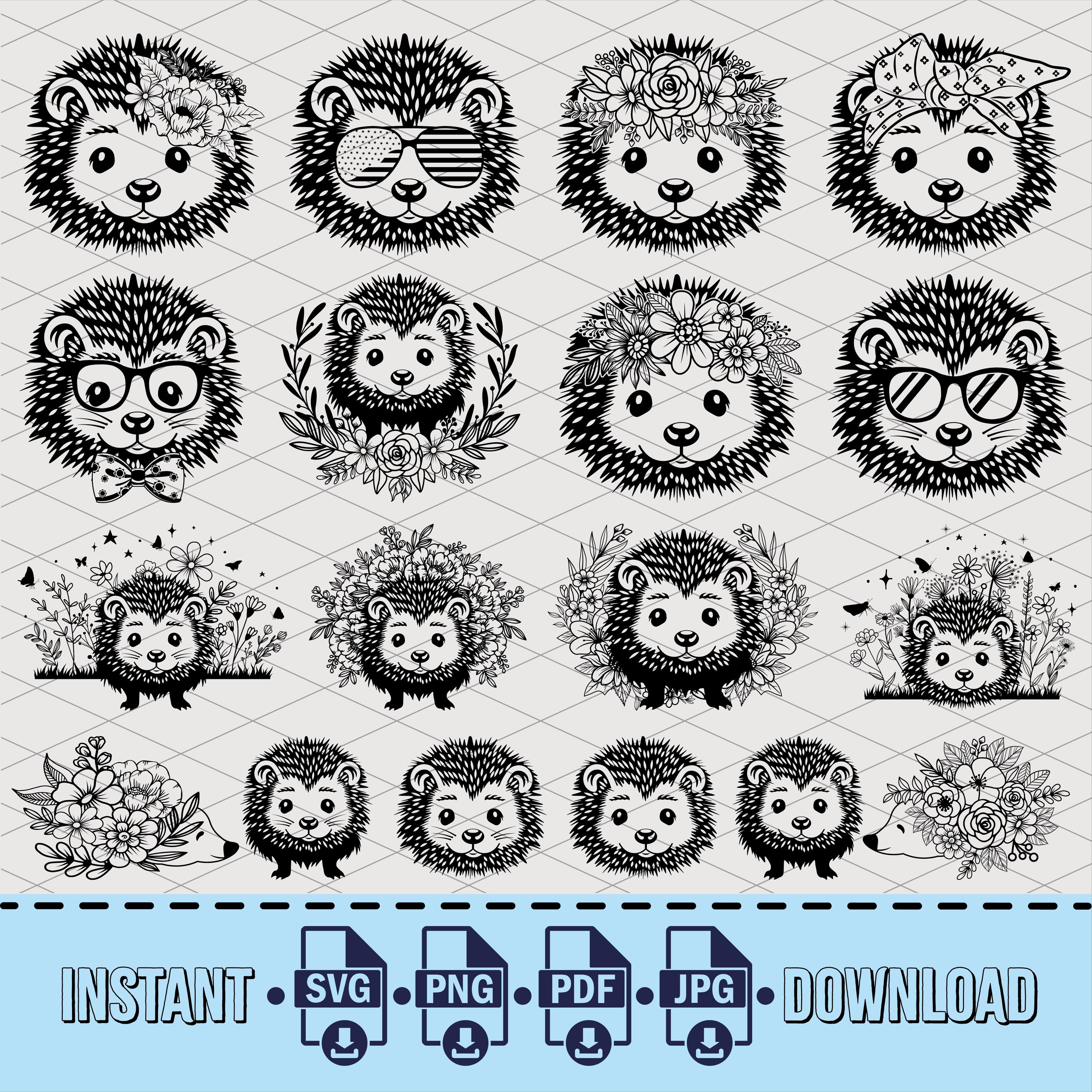 Hedgehog SVG File, Floral Hedgehog Svg, Hedgehog Flowers Svg, Hedgehog ...