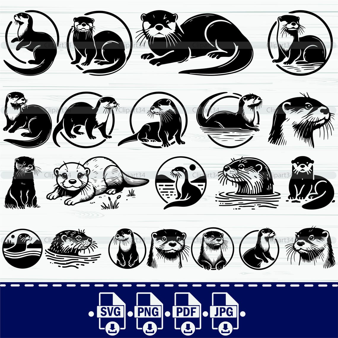 Otter Svg Png Bundle, Otter Svg, Otter Clipart Png, Otter Silhouette ...