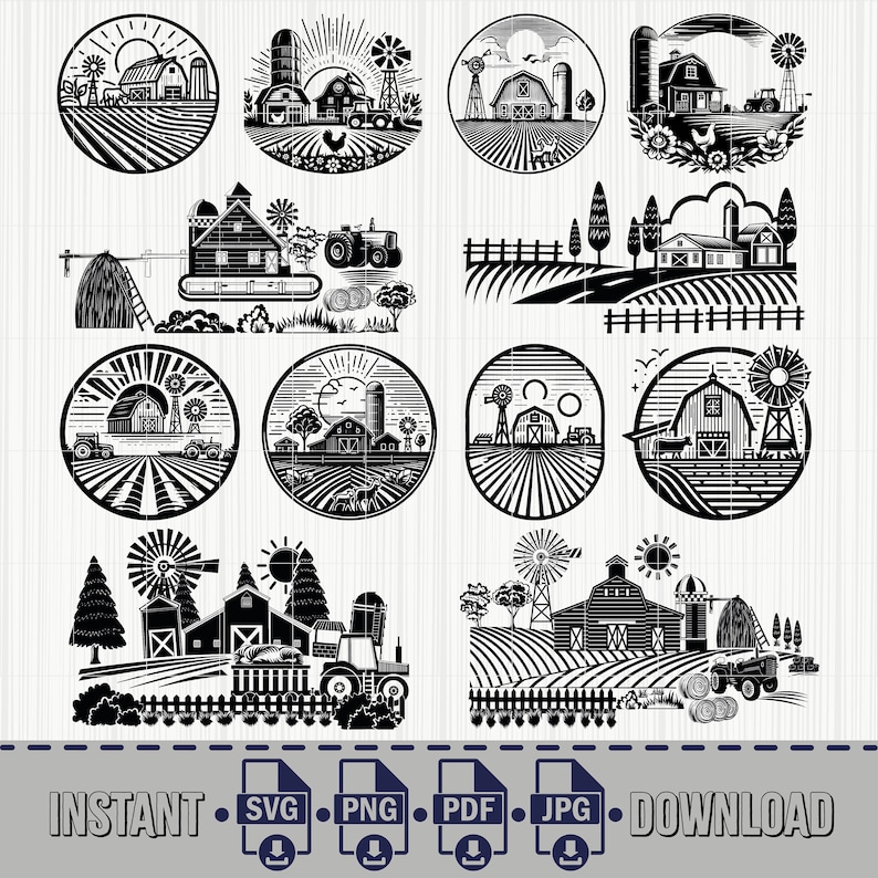 Farm Life SVG Bundle Cut File, Farm House Svg, Farm Barn Clipart, Farm ...