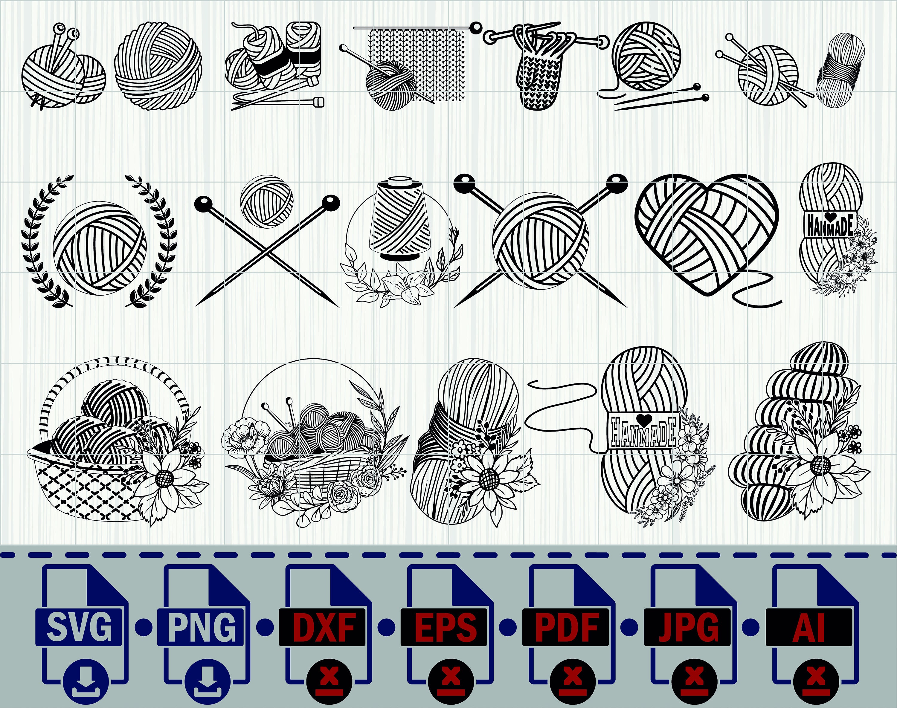 Knitting Bundle SVG Crochet Quotes SVG Yarn SVG Knitting - Etsy