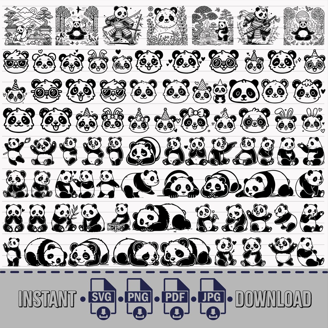 Panda SVG Bundle, Panda PNG Bundle, Panda Clipart, Panda SVG Cut Files ...