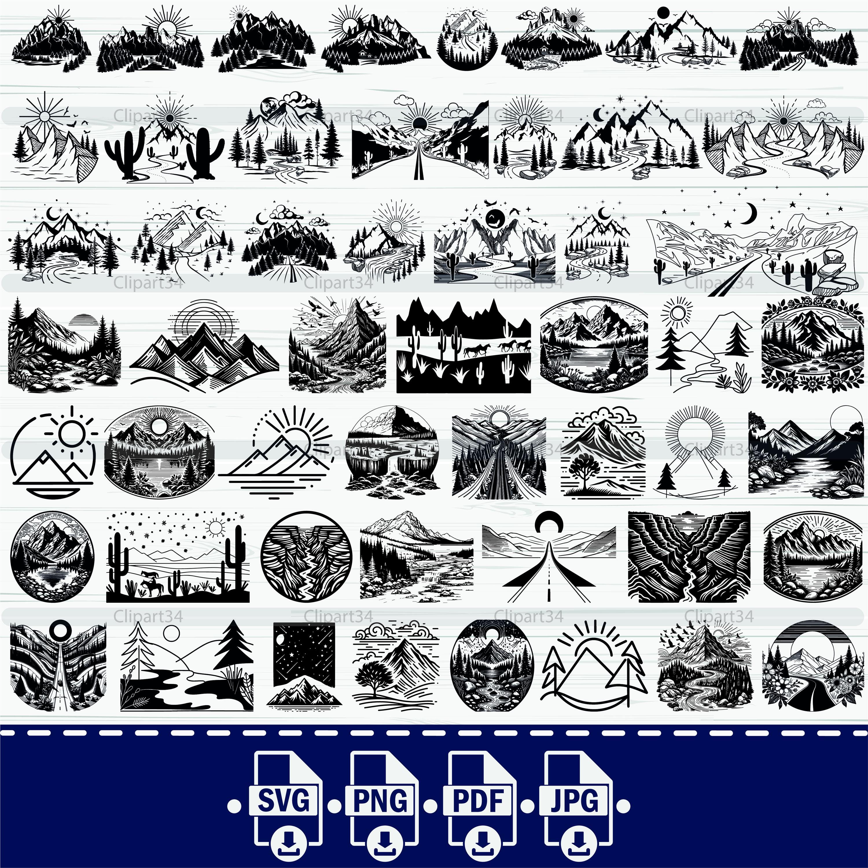 Mountains Svg, Mountain Cut File, Forest Svg, Explore Svg, Mountain ...