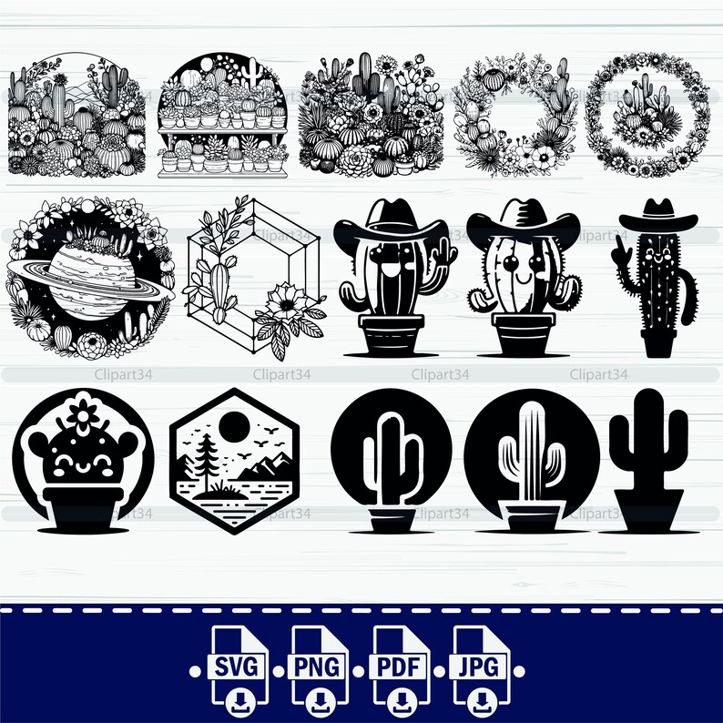 Cactus Svg, Cactus Scene Svg Bundle Desert Landscape Svg, Cactus Cut ...