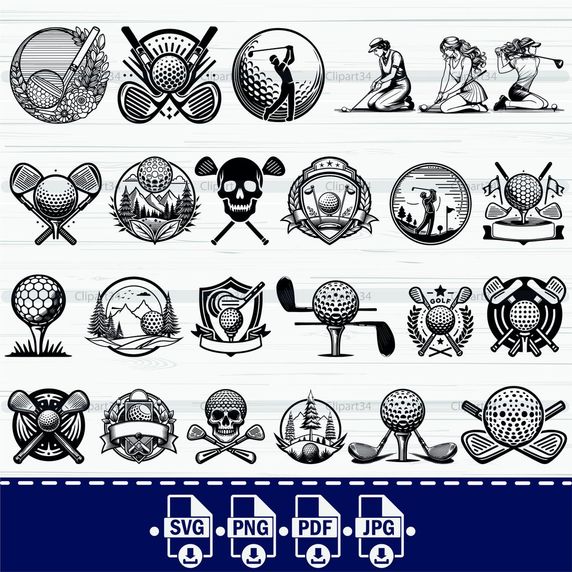 Golf SVG Bundle: Monogram, Club, Ball Cut Files (PDF) - Etsy