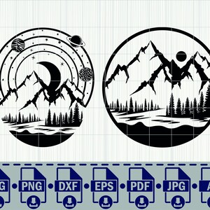 Geometric Mountain Svg Bundle, Hand Drawn Geometric Landscape, Outdoor ...