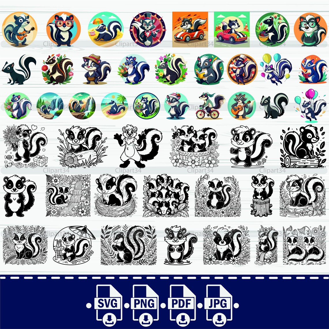 High Quality Skunk SVG Bundle, Floral Skunk Png, Skunk Png, Skunk ...
