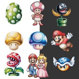 Retro-inspired Game Clipart – 141 PNG Bundle, Watercolor Style ...