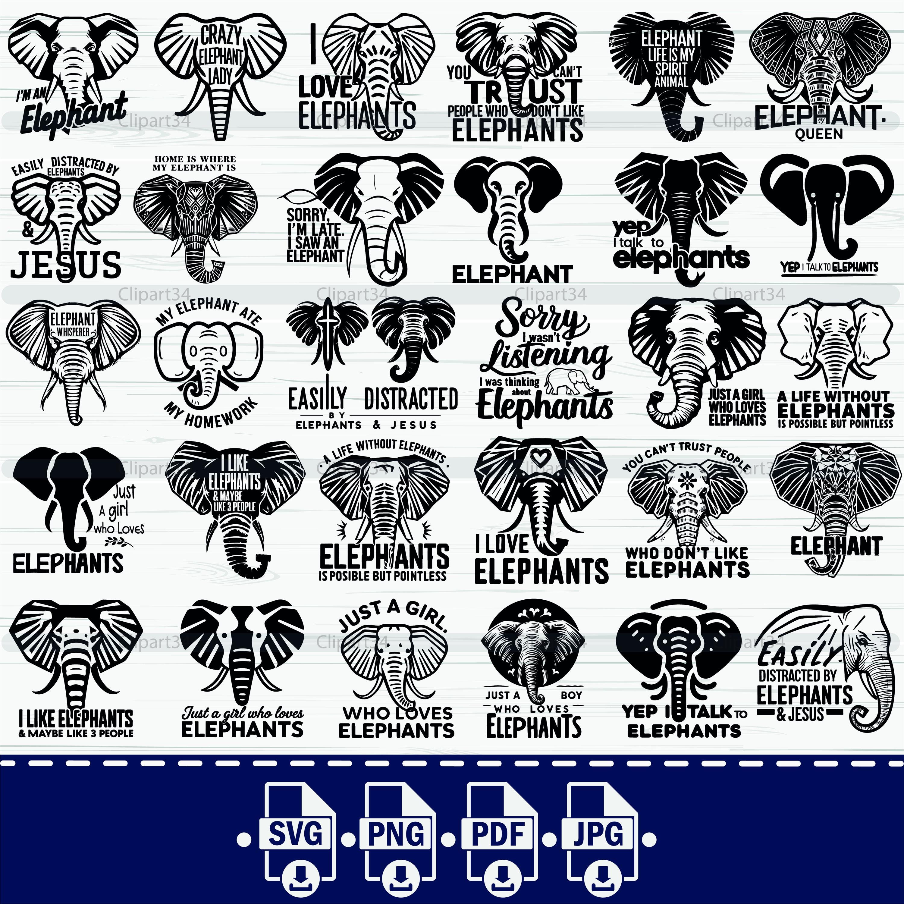 Elephant SVG File, Elephant Cut File for Cricut, Elephant Clipart ...