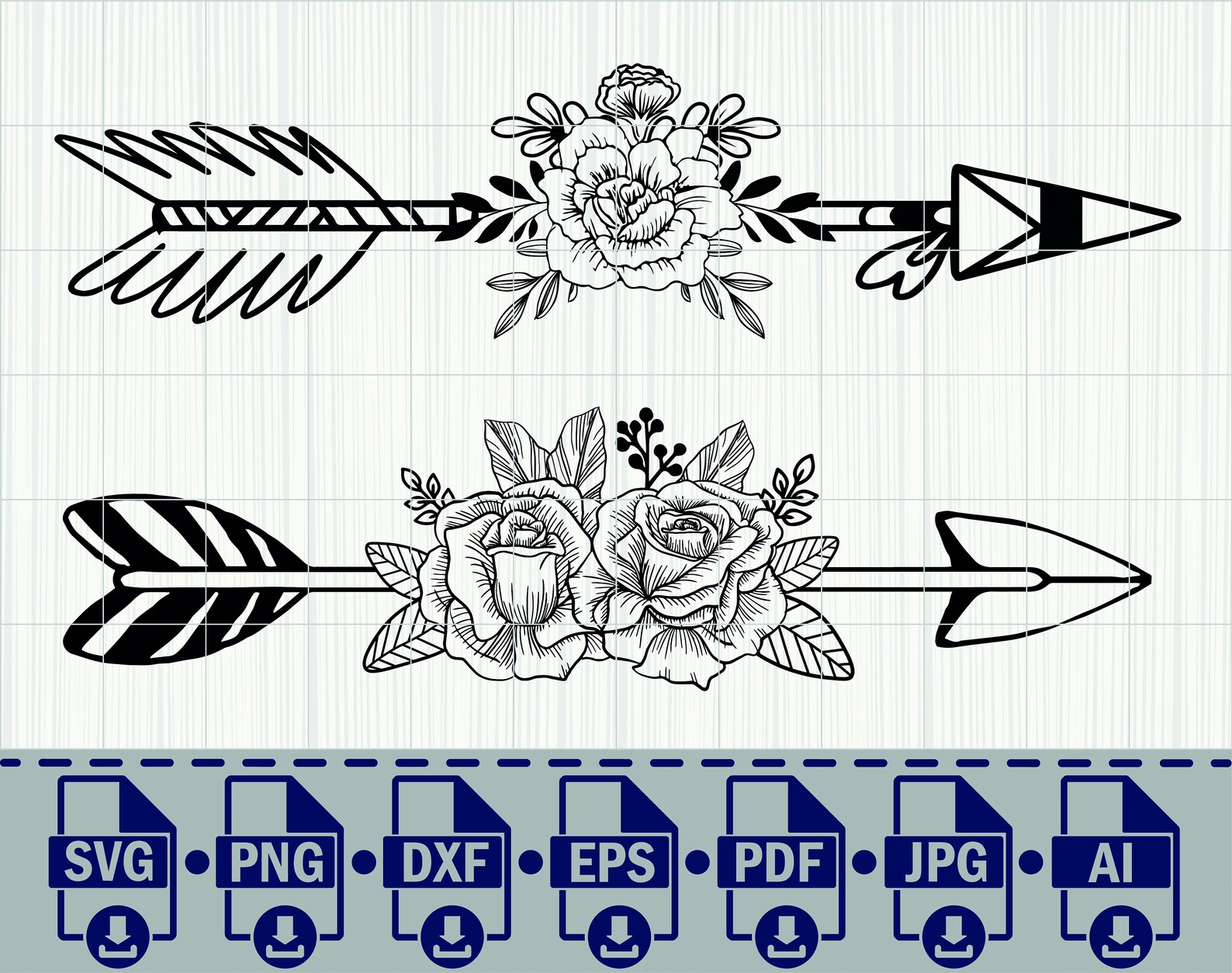 Arrow Svg File, Arrow Cut File, Arrow With Flowers Svg, Arrow Floral ...