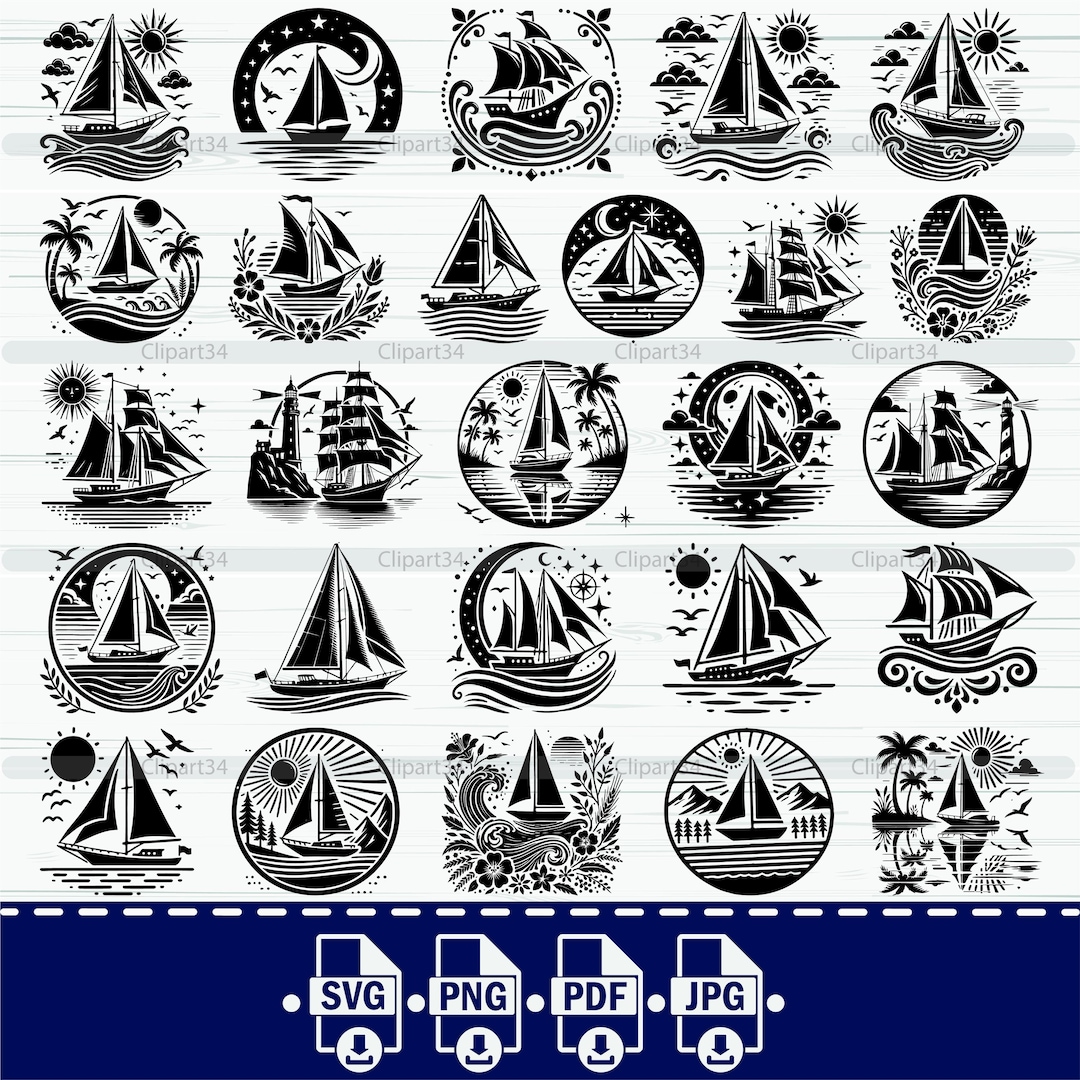 Sailboat SVG, Sailboat PNG Bundle, Sailboat Clipart, Sailboat SVG Cut ...
