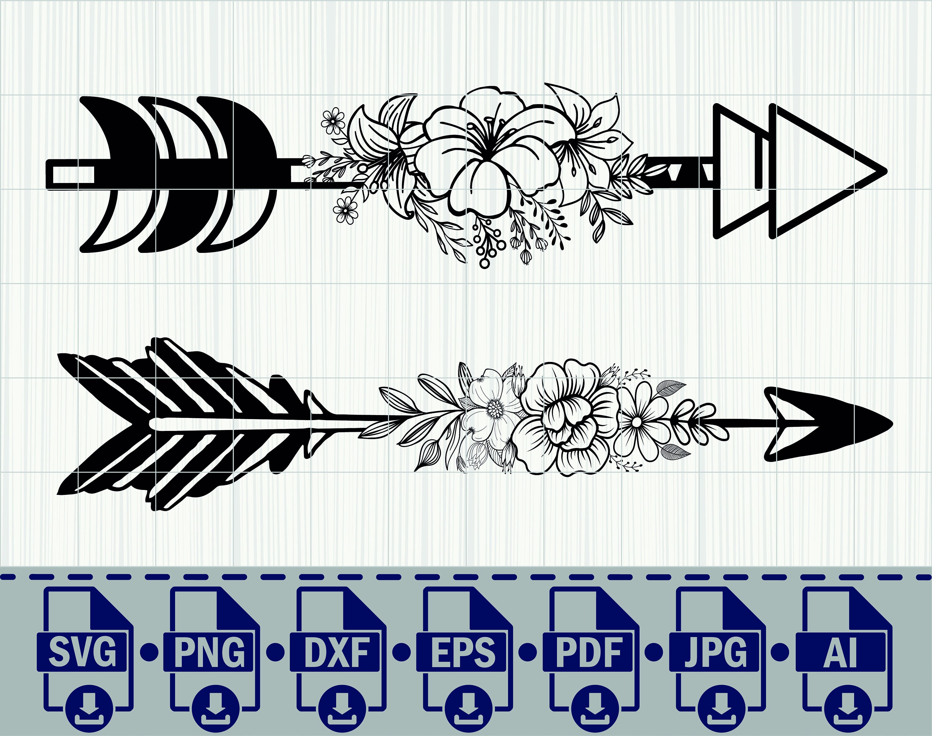 Arrow Svg File Arrow Cut File Arrow With Flowers Svg Arrow Floral