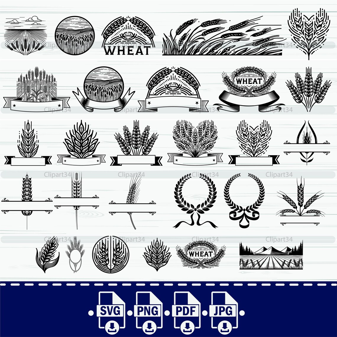 Wheat SVG Cut File, Grain Cricut, Wheat Silhouette, Grains SVG, Wheat ...