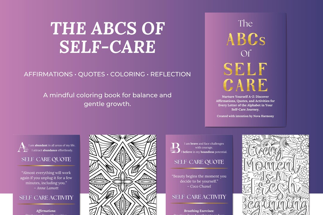 The Abcs of Self-care Coloring Book – A-Z Affirmations & Mindfulness ...