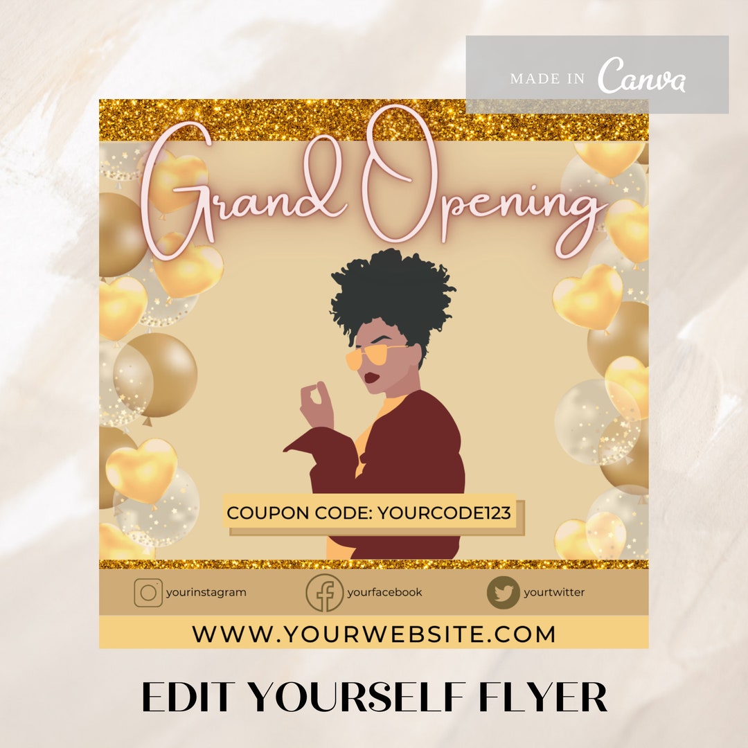 Grand Opening Flyer, DIY Flyer Template, Celebration Flyer, Social ...