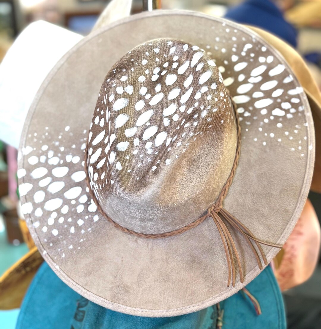 Axis Deer Print Hat, Western Wide Brim Hat, Painted Hat, Rodeo Hat ...