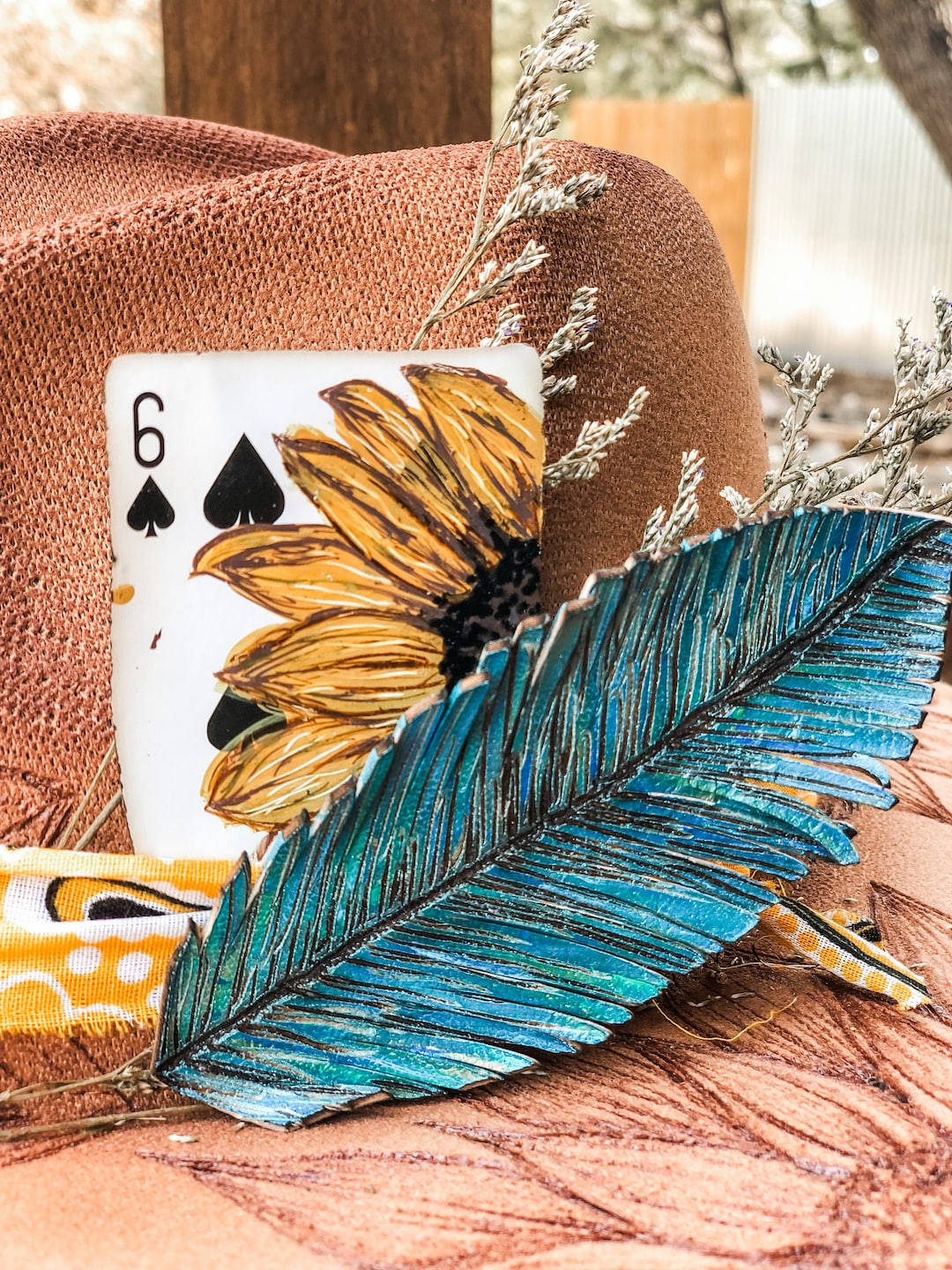 Hand Painted Hat Cards, Hat Accessories, Western Boho Hat Decoration ...