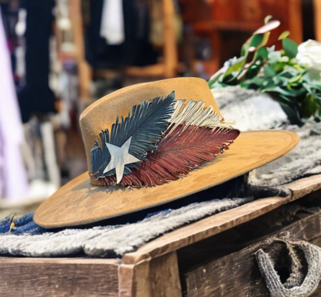 Texas Hat Bands, Leather Hat Band, Leather Feather, Boho Hat Accessory ...