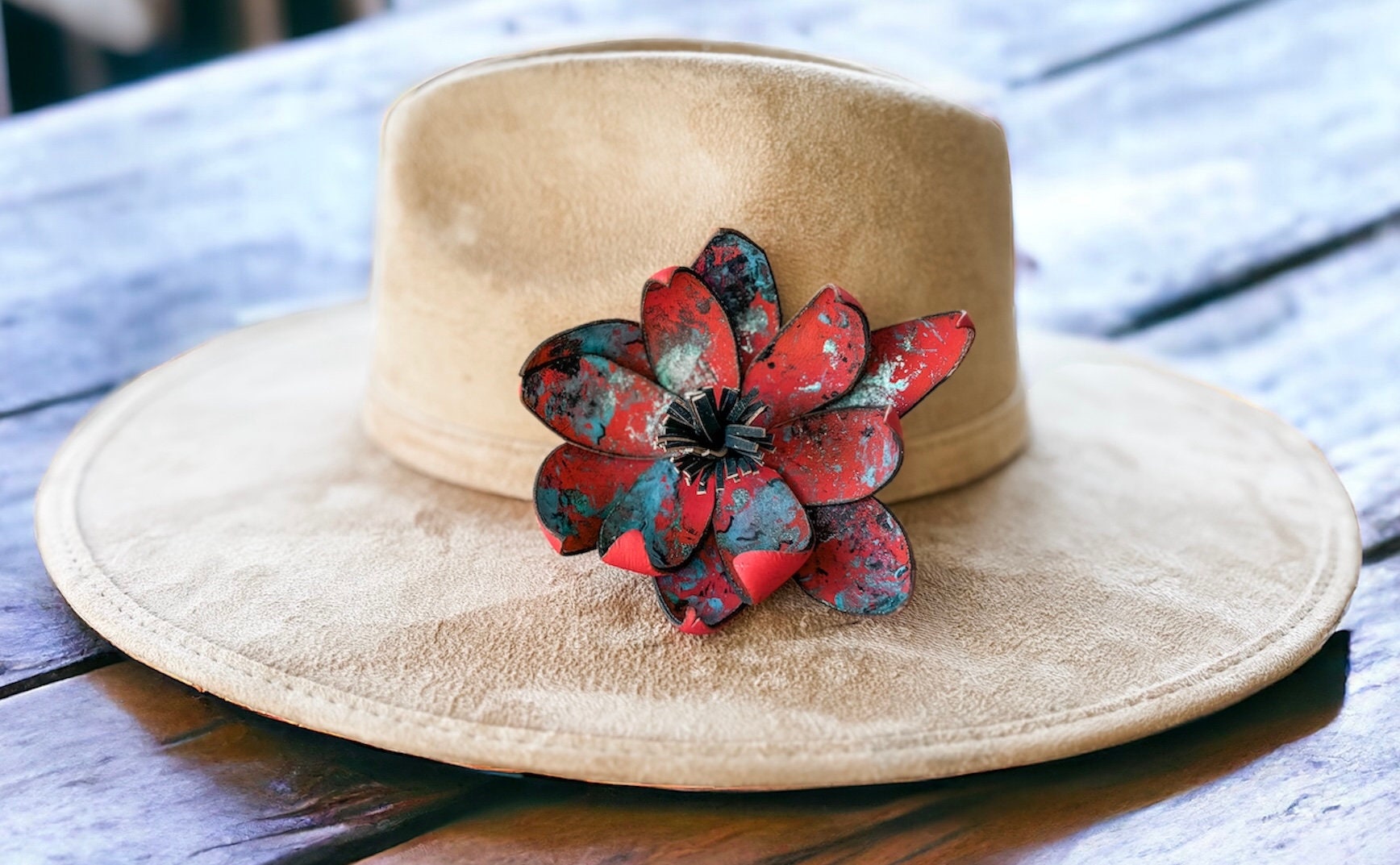 Leather Flower Clip, Leather Flower for Hat, Hat Accessories, Clip on ...