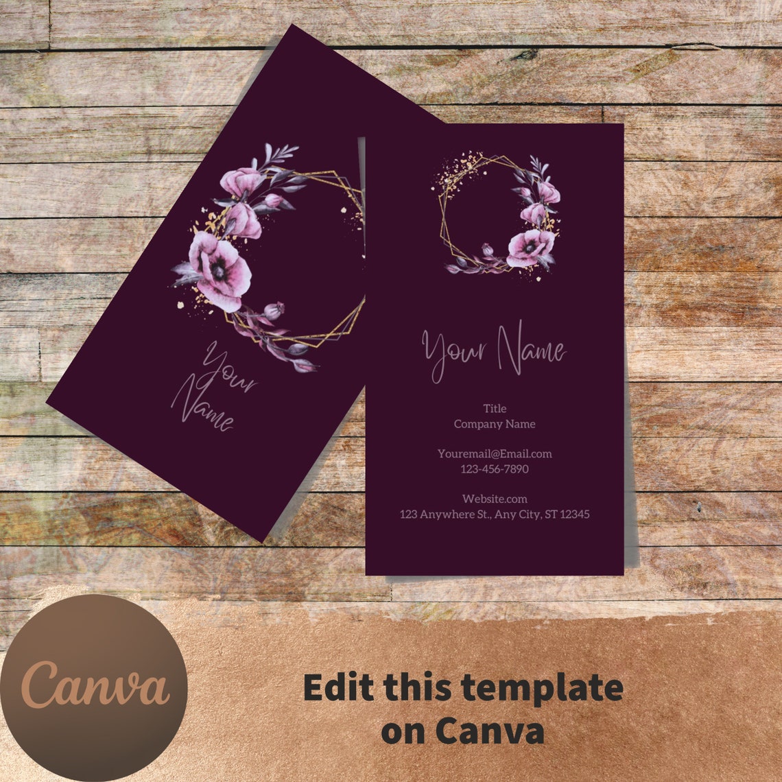 Modern Grape and Gold Business Card Template Instant - Etsy