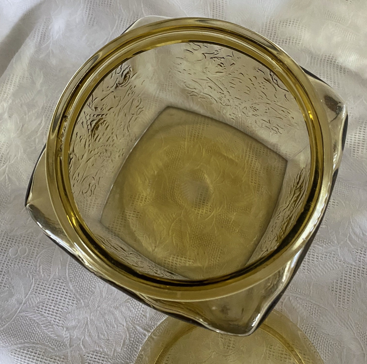 Amber Depression Glass Biscuit Jar federal Glass Madrid Pattern - Etsy