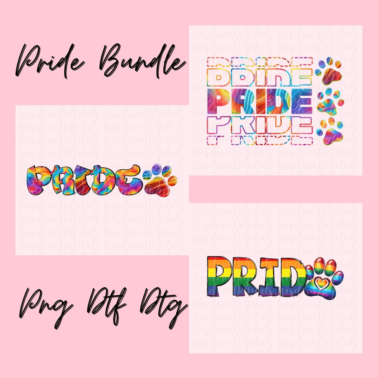 Dog Lover PNG Pride Month Png Digital Download - Pride Dog Paw DTG ...