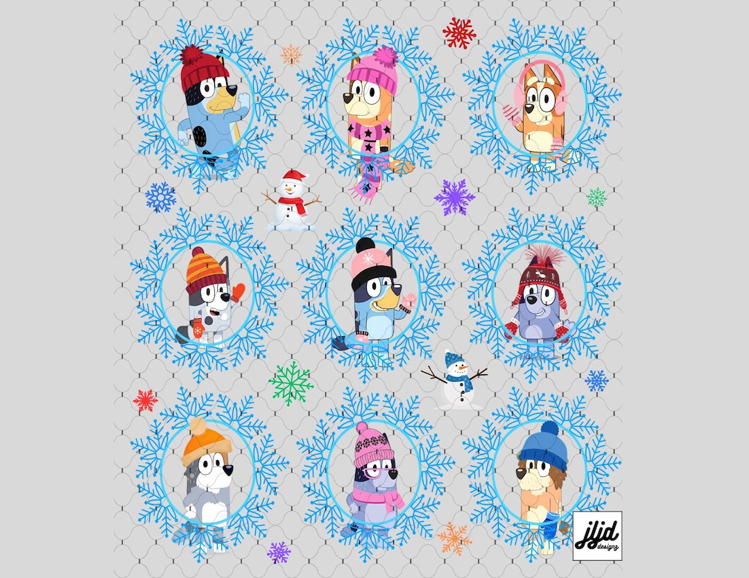 Bluey Winter Family Sublimation or DTF Ready to Press Heat Transfer ...