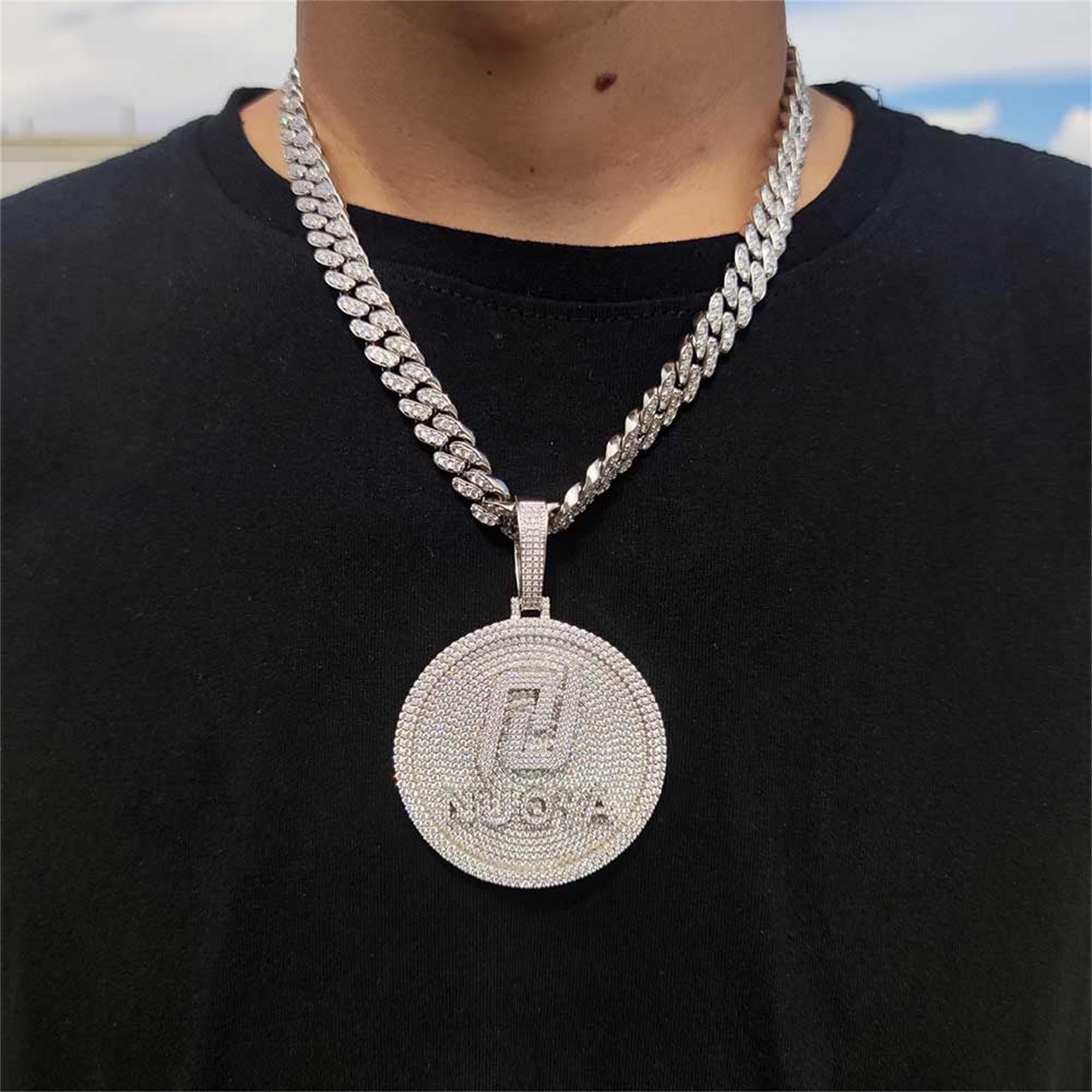 Custom Name Charm Pendants, Custom Necklace, Iced Out Chain, Cuba Chain ...