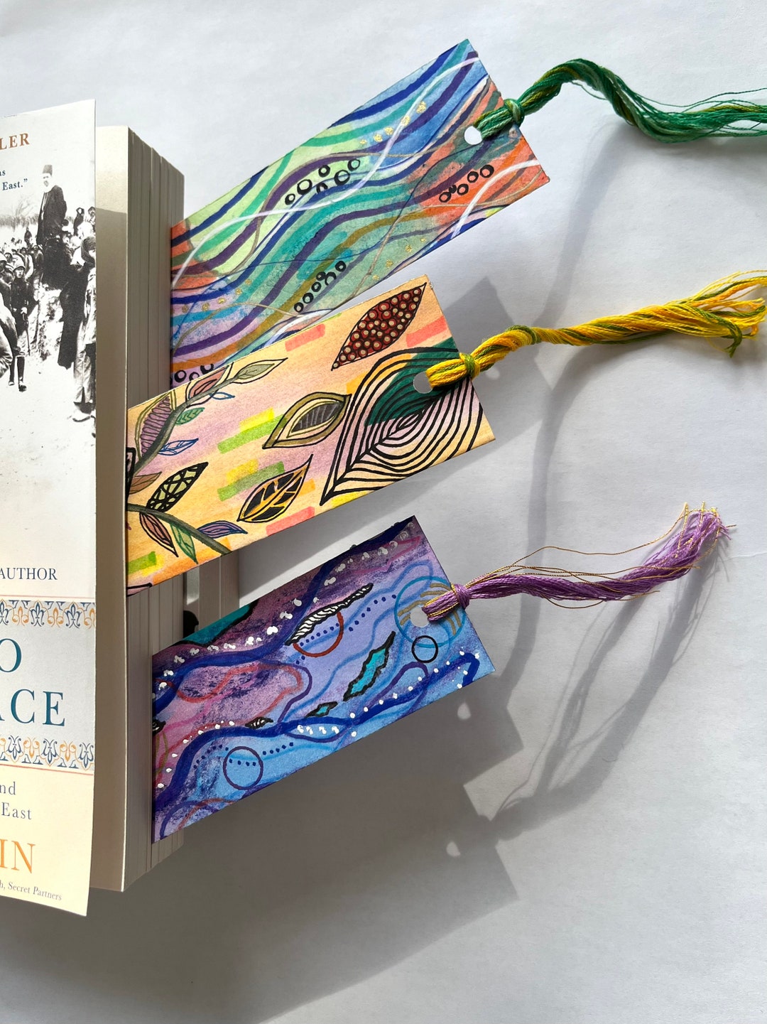 A Serie of 3 Handpainted Abstract Bookmarks From Your Choice - Etsy