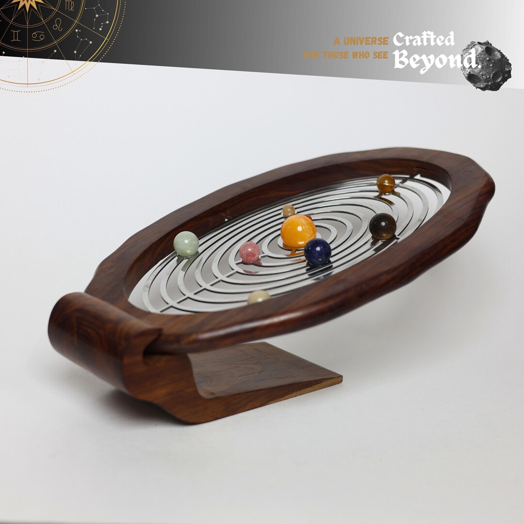 Oval Gemstone Solar System Desk Model on Rosewood Base - Etsy