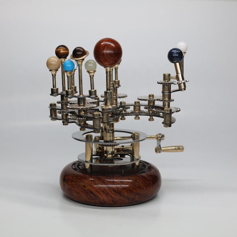 Luxury Orrery Solar System Model, Semi Precious Stones, Teakwood Base ...