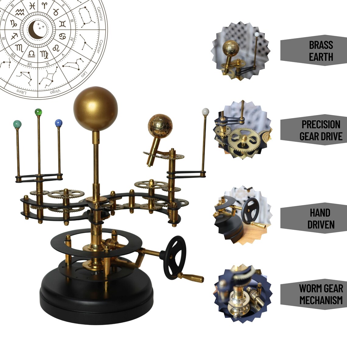 17" Black Luxury Solar System Model Fully Functional Tellurion ...
