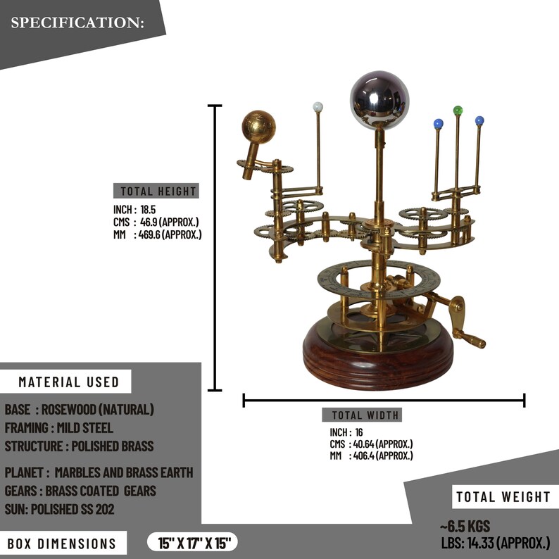 Solar System Model 17" Fully Functional Tellurion Celestial Gift for ...
