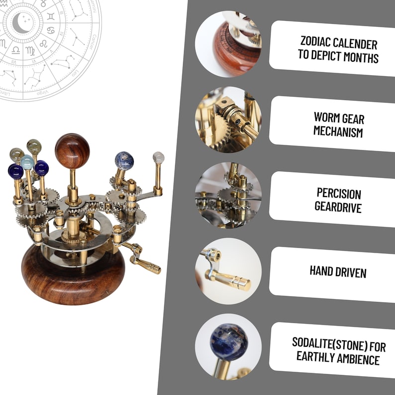 Orrery Luxury Home Décor Solar System 8" Gift for Husband, Elegant ...