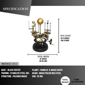 17" Black Luxury Solar System Model Fully Functional Tellurion ...