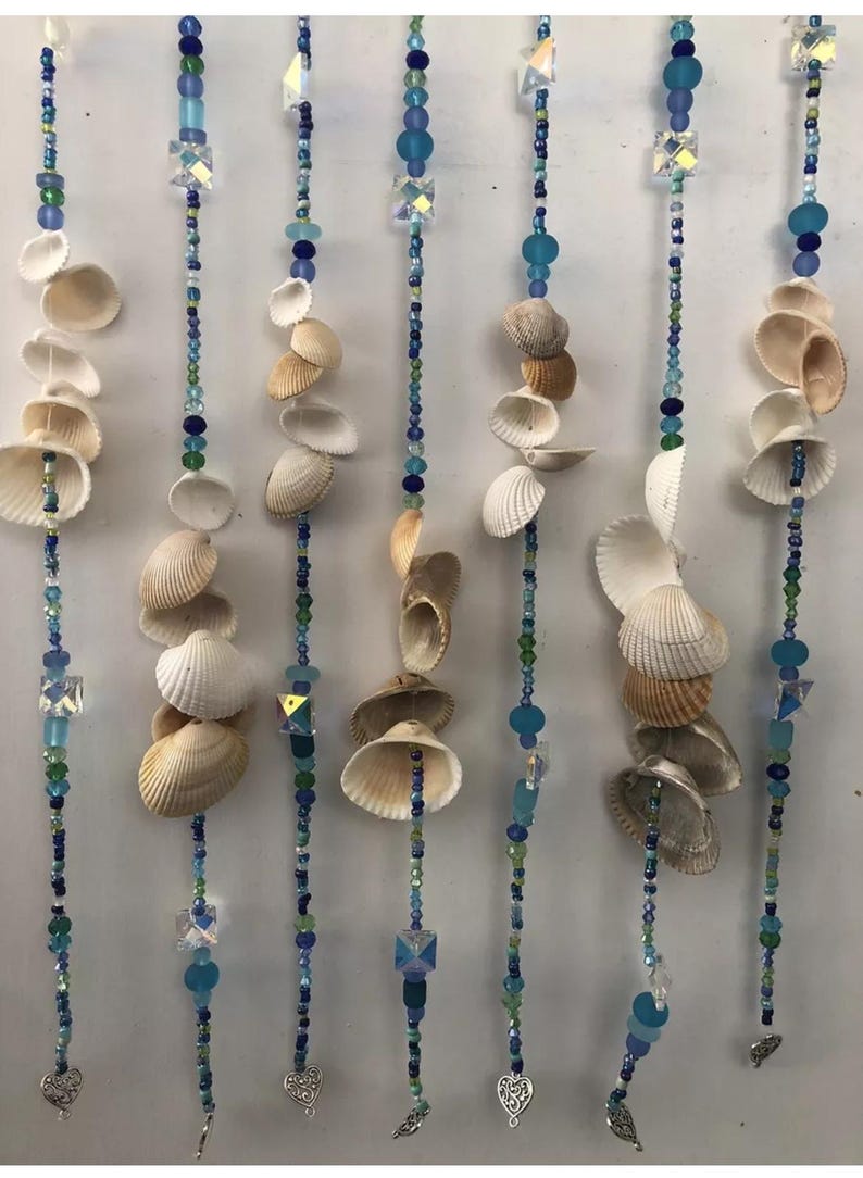 Driftwood Seashell Seaglass Beaded Wall Hanging - Etsy