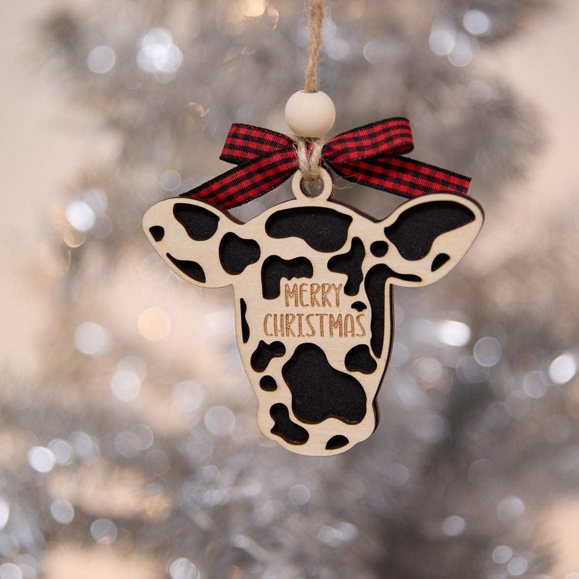 Cow Christmas Ornament, Farmhouse Decor Ideas, Hanging Tree Decor ...