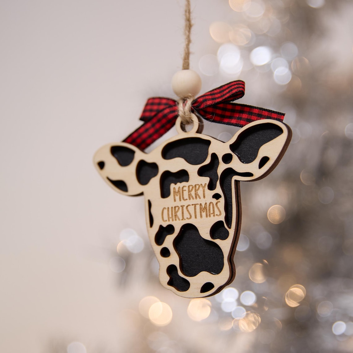 Cow Christmas Ornament, Farmhouse Decor Ideas, Hanging Tree Decor ...