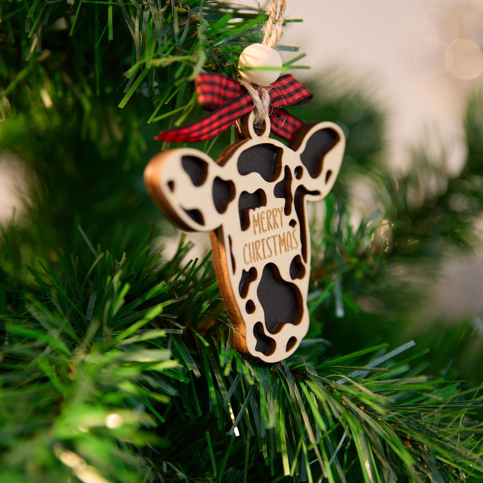 Cow Christmas Ornament, Farmhouse Decor Ideas, Hanging Tree Decor ...