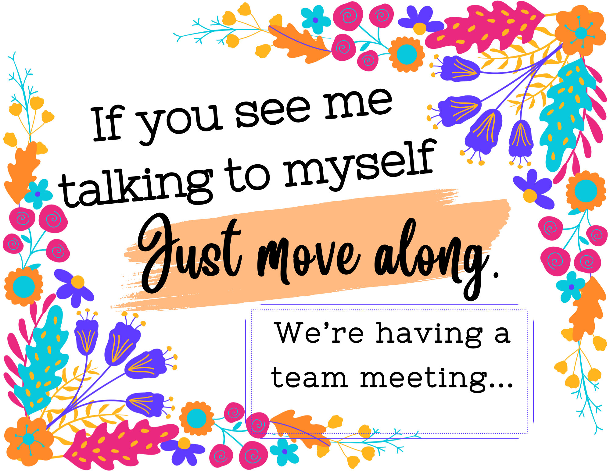 Office Door Sign Printable, in a Meeting Sign, Floral Decorative Sign ...